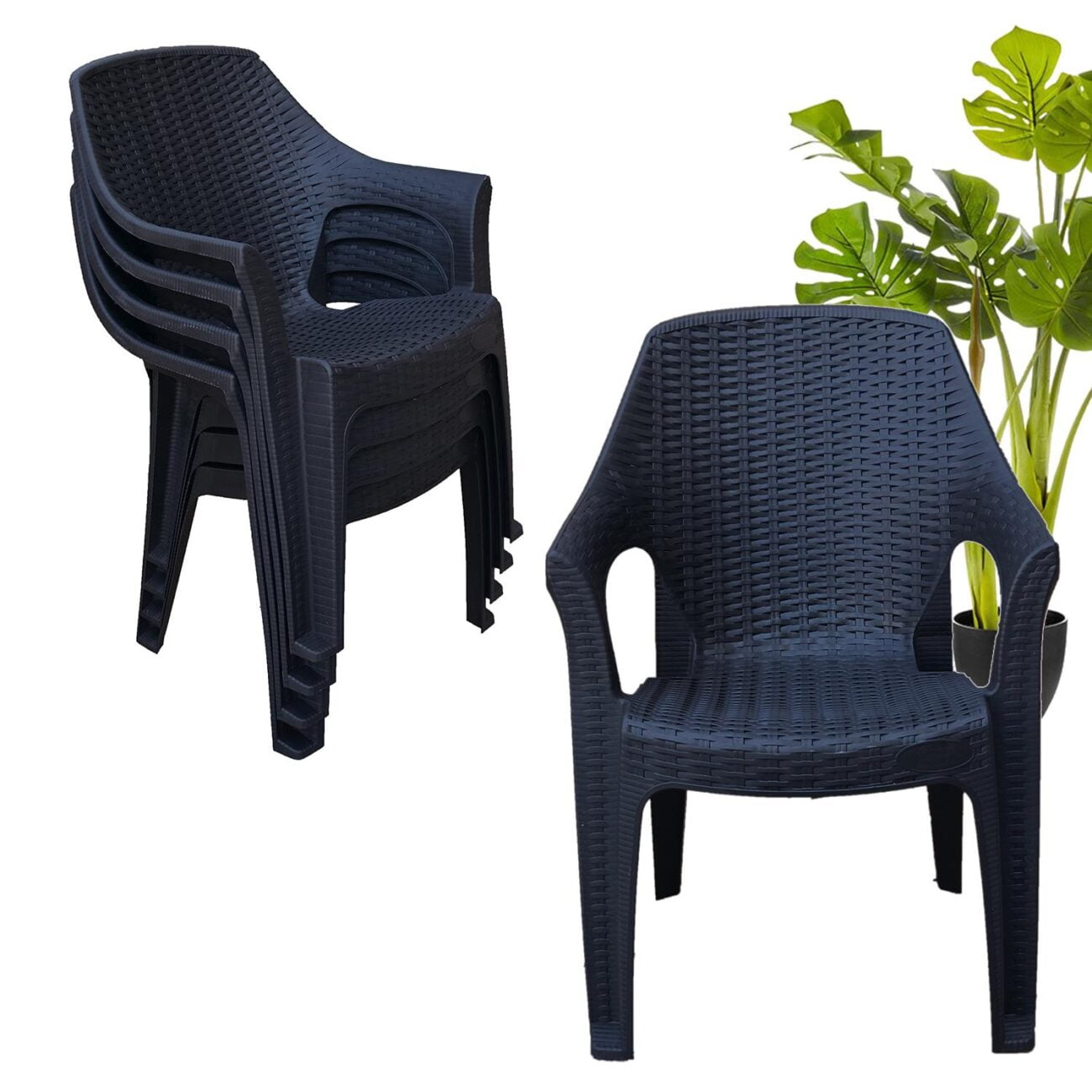 Romanoset Babel Kollu Rattan Balkon ve Bahçe Sandalyesi 4 lü Set ...